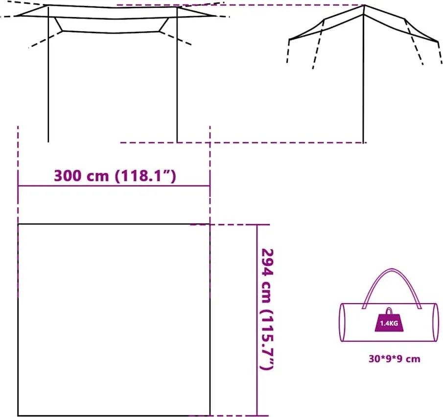 vidaXL Kempingová plachta 300 x 294 cm nepromokavá [94652] Barva: Šedá