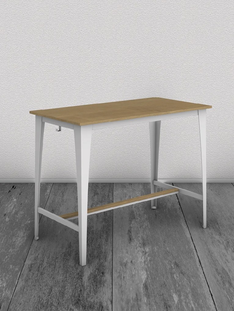 Barový stůl bílý A30, masiv dub Birmingham, 130 x 68 cm
