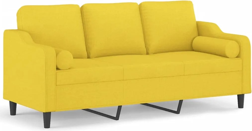 3místná pohovka s polštáři světle žlutá 180 cm textil 3200858
