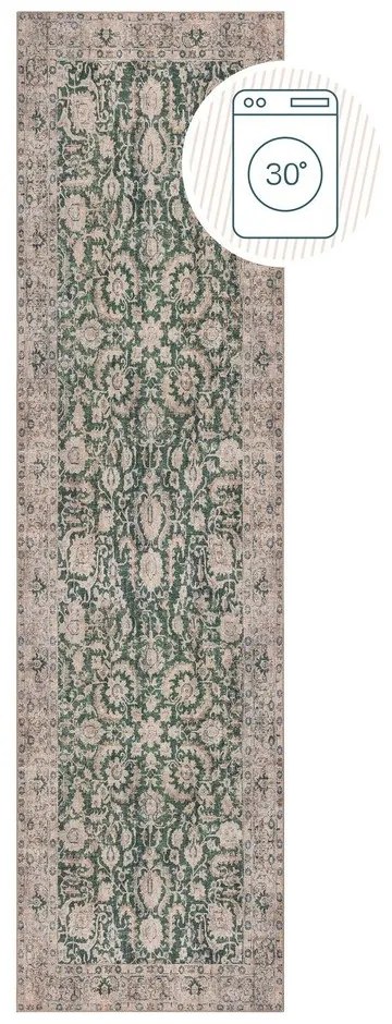 Zelený pratelný běhoun 60x230 cm Beau Floral – Flair Rugs