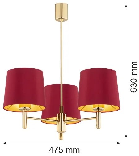 Argon 6266 - Lustr na tyči PONTE PLUS 3xE27/15W/230V červená