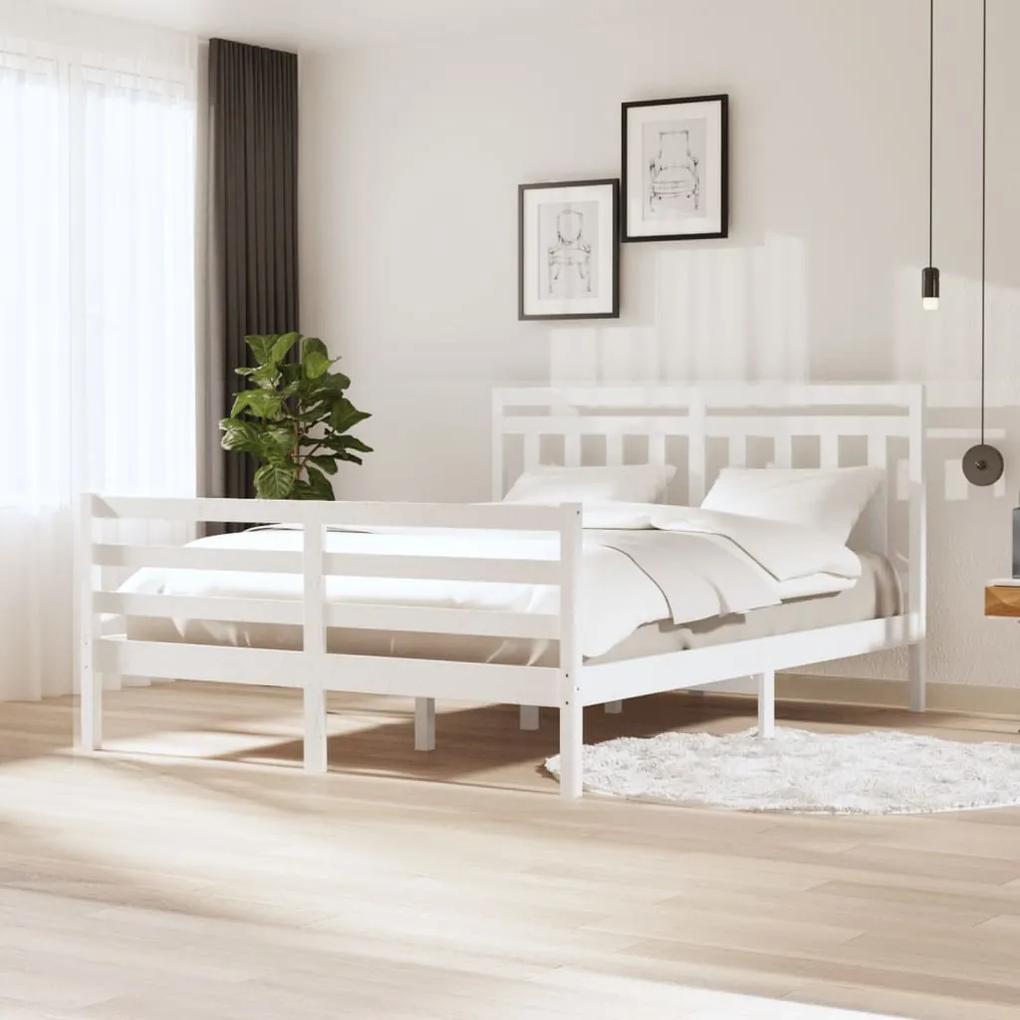 Rám postele bílý masivní dřevo 150 x 200 cm King Size,  3100660