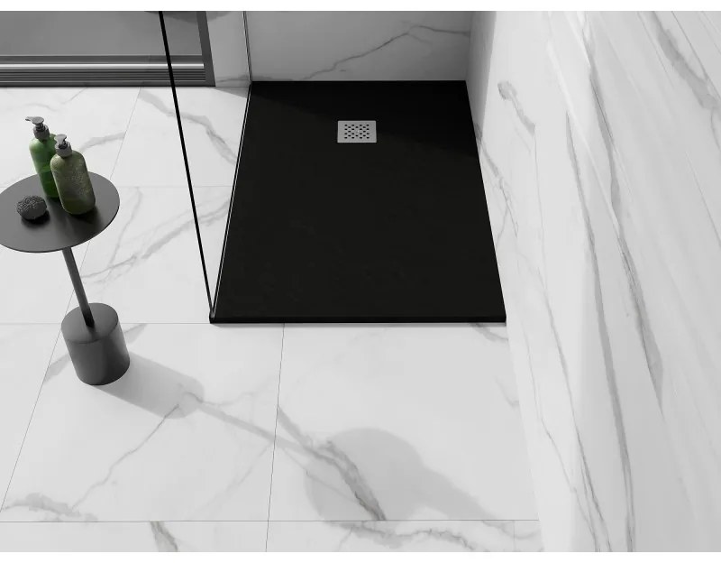 Mexen Stone+ kompozitní čtvercová sprchová vana 110 x 70 cm, Černá - 44707011
