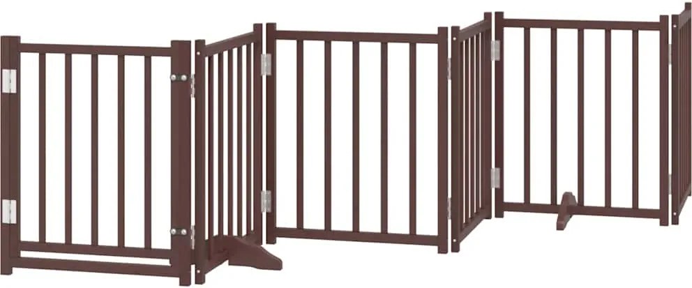 Zábrana pro psy s dvířky skládací 9 panelů hnědá 450 cm topol 3155715