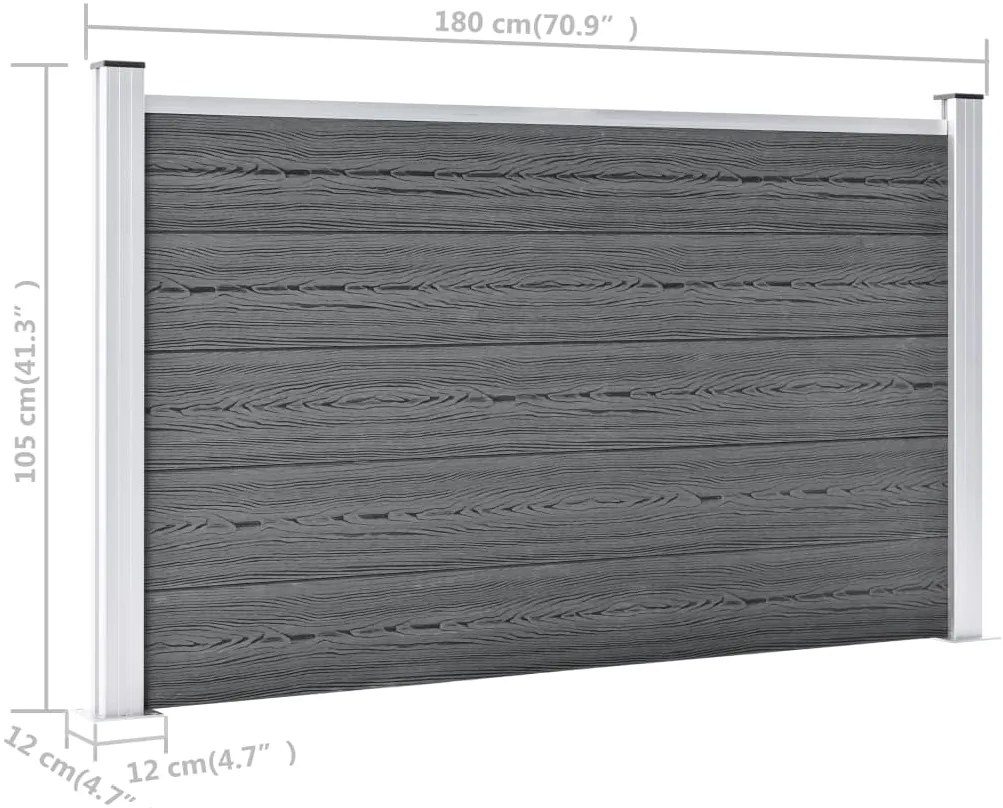 vidaXL Marketos Zahradní plot WPC 353 x 106 cm šedý