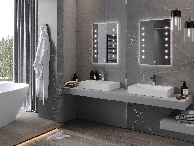 Mexen Ner, LED koupelnové zrcadlo s podsvícením 50x70 cm, 6000K, ochrana proti zamlžování, 9809-050-070-611-00