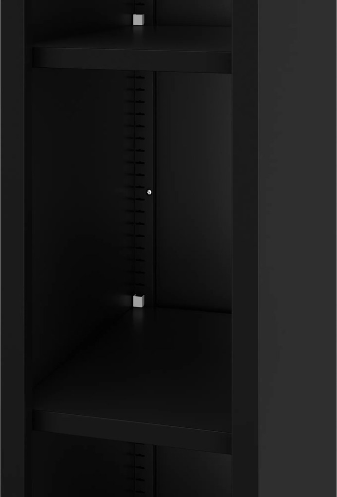 Úzký kovový regál, archivační na dokumenty černý: TIM 250 x 1850 x 450 mm