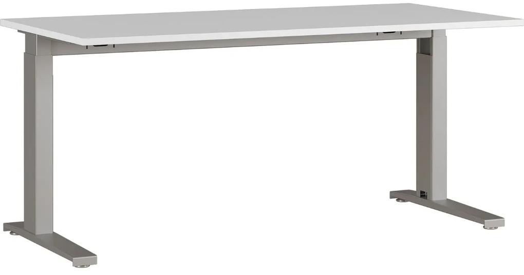 OnaDnes -20% Šedý kancelářský stůl GEMA Leanor 160 x 80 cm se stříbrnou podnoží