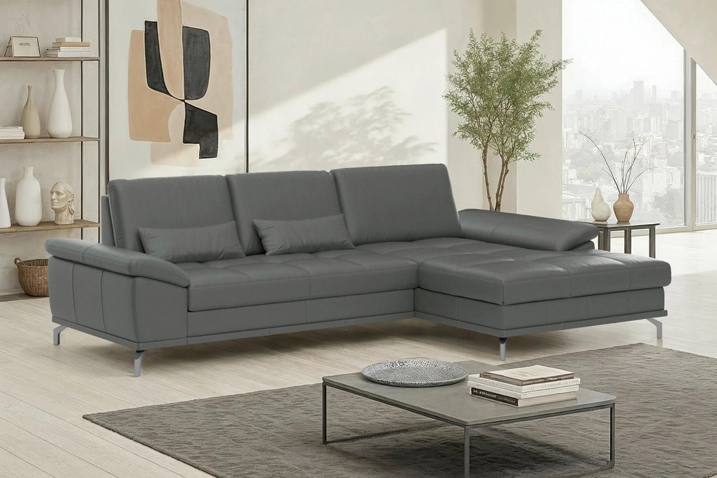 XXXLutz ROHOVÁ SEDAČKA, textil, kůže, antracitová Sit & More - Sedací soupravy - 000144039749