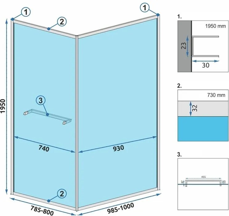 Sprchový kout REA SPACE IN 80/dveře x 100/zástěna cm, černý/transparent + vanička Savoy bílá