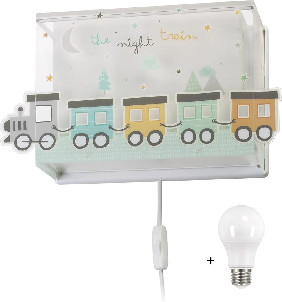 Dalber 63538 THE NIGHT TRAIN  - Dětské nástěnné svítidlo s kabelem do zásuvky + Dárek LED žárovka