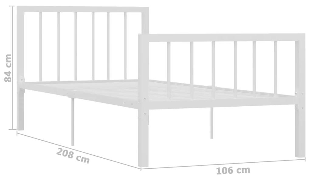 vidaXL Rám postele bílý kov 100 x 200 cm