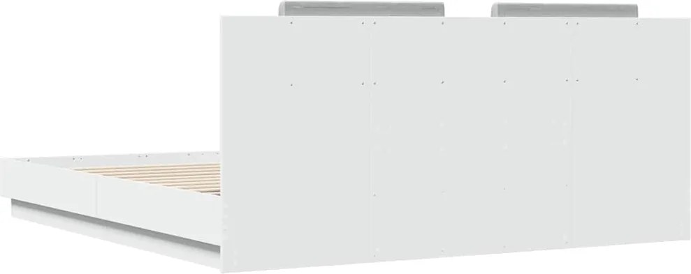 Rám postele s čelem bílý 200 x 200 cm kompozitní dřevo 3209891