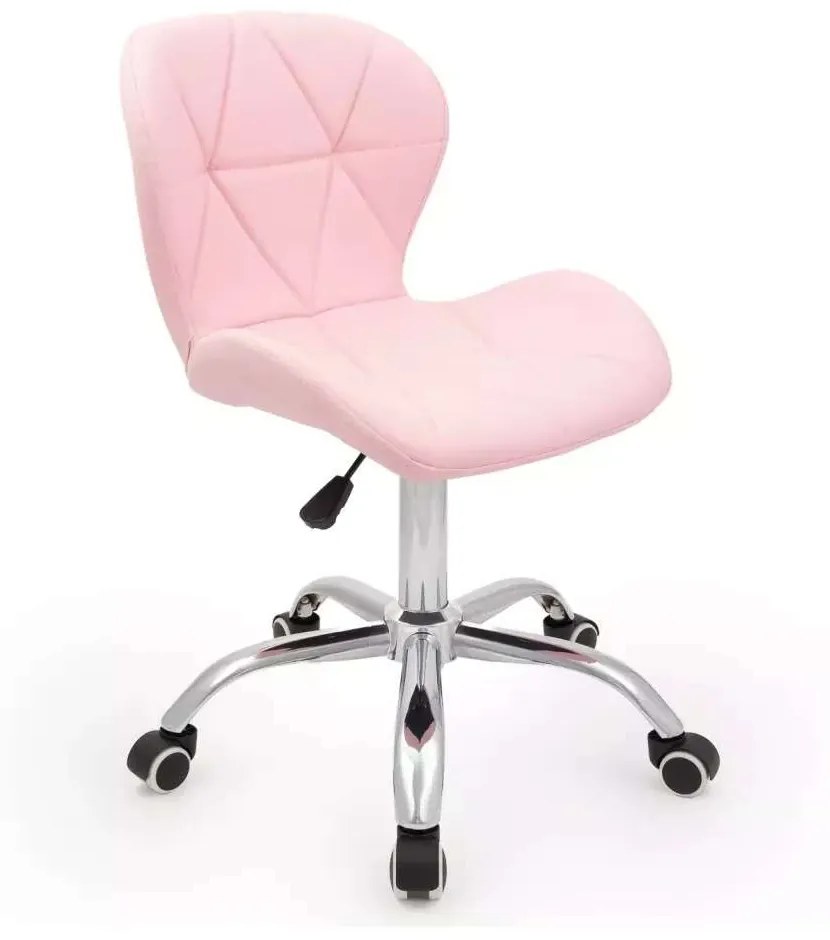 LuxuryForm DESIGN Otočná židle LIVIO na stříbrné podstavě s kolečky - růžová