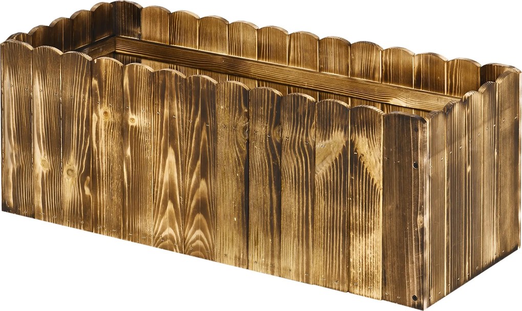 Obdélníkový zahradní květináč Outsunny pro rostliny a květiny, květináč z jedlového dřeva pro vnitřní a venkovní použití, 80x33x30 cm, v přírodním dře
