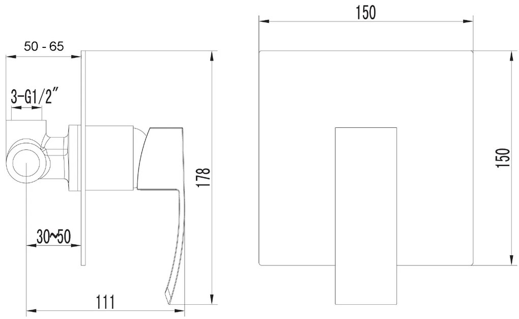 Sapho, GINKO podomítková sprchová baterie, 1 výstup, chrom, 1101-41