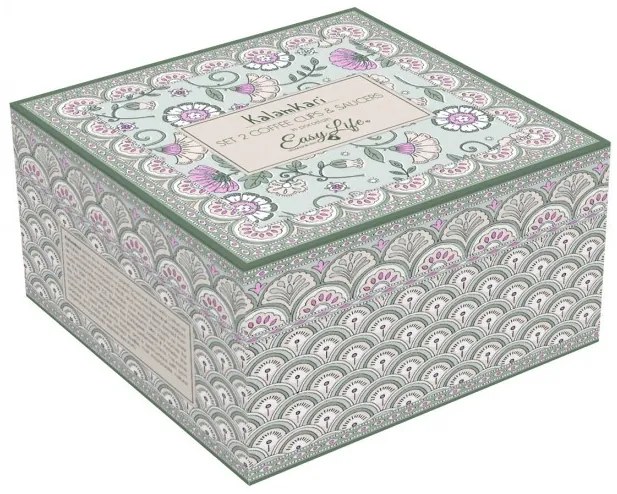 Easy Life Porcelánové hrnky na kávu Kalamkari Sage zelené 2 x 110 ml