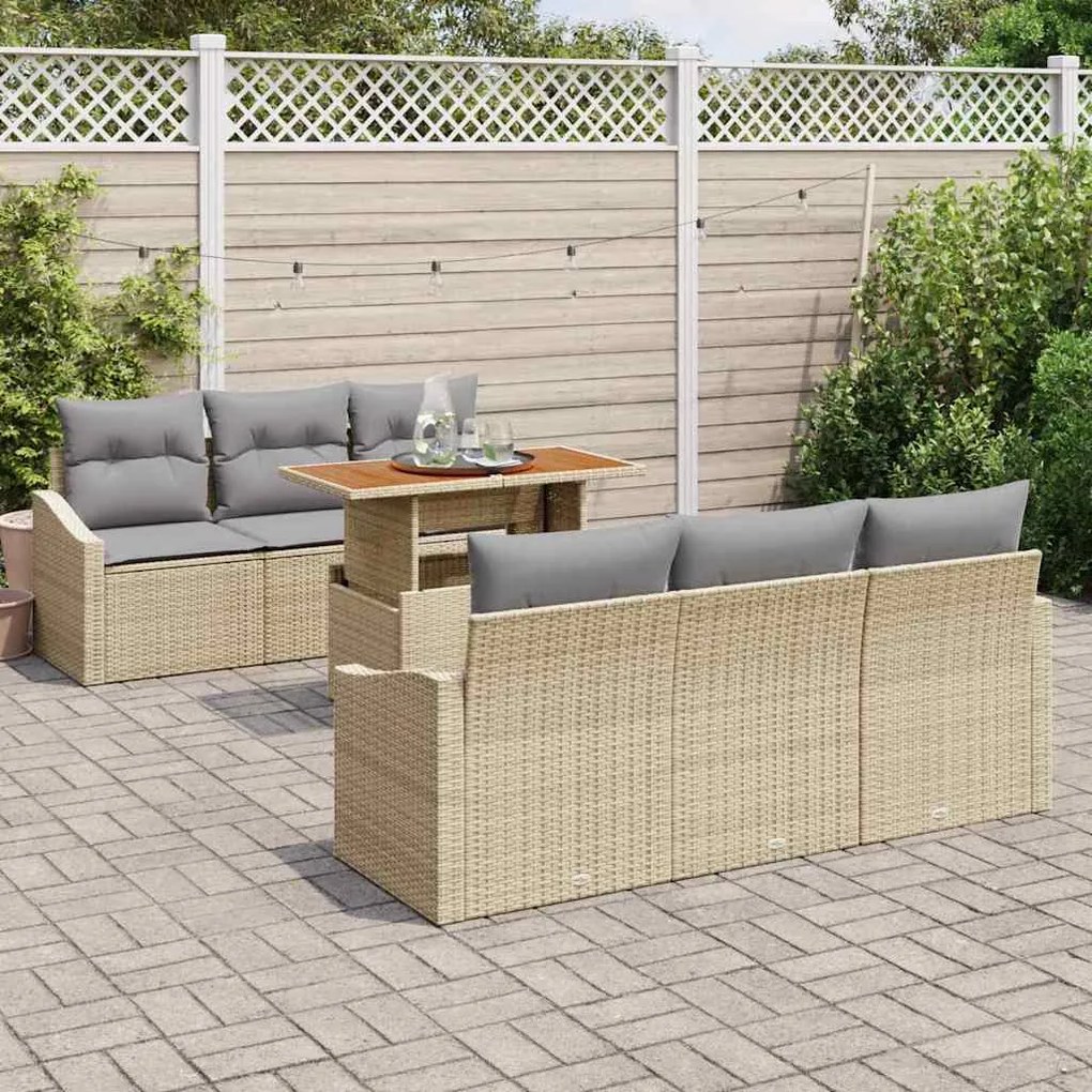 Sada zahradních pohovek 7 ks Beige a šedá 3349783