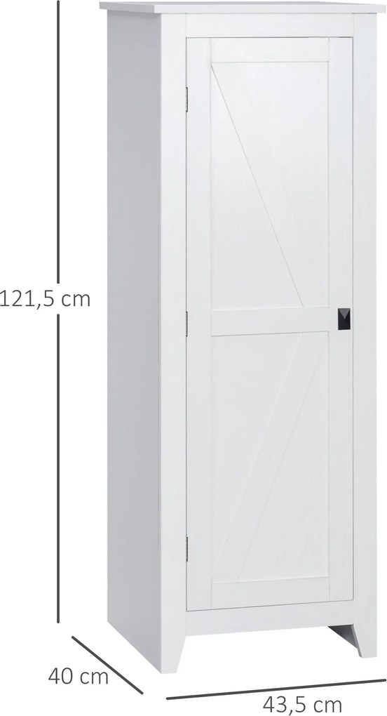 HOMCOM Skříňka Skladovací Buffet pro Kuchyni, Úložný Kousek do Koupelny, Klasický Styl s 3 Nastavitelnými Policemi - Výška 120 cm v Bílé Dřevě