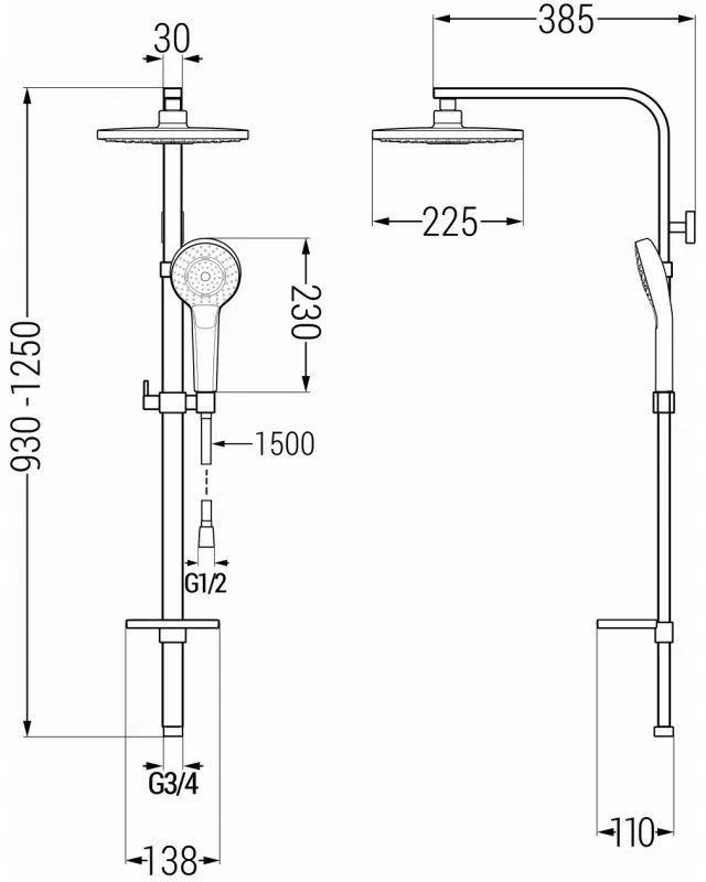 Mexen sprchový set Q05 s horní hlavicí Circle, zlatá, 798050595-50