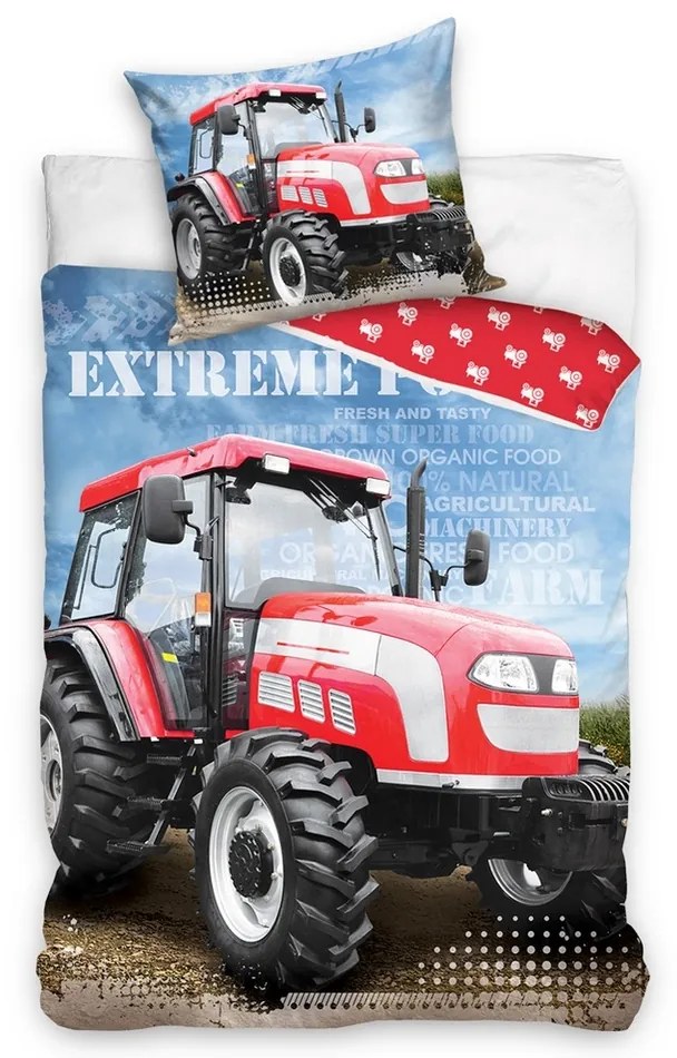 Tiptrade Bavlněné povlečení Traktor Extreme Power mix barev, 140 x 200 cm, 70 x 90 cm