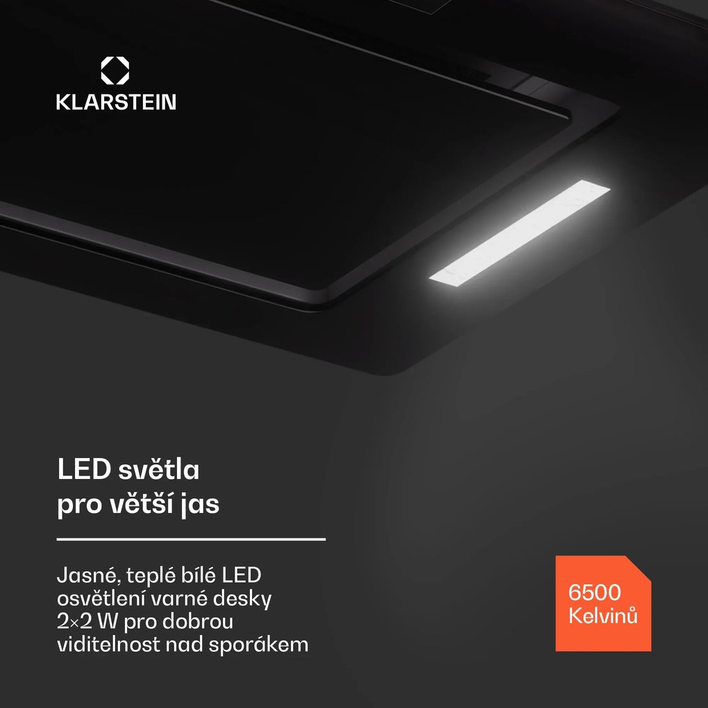 Klarstein Hektor Eco, digestoř, 60 cm, 466 m³/h, dotykové ovládání, sklo