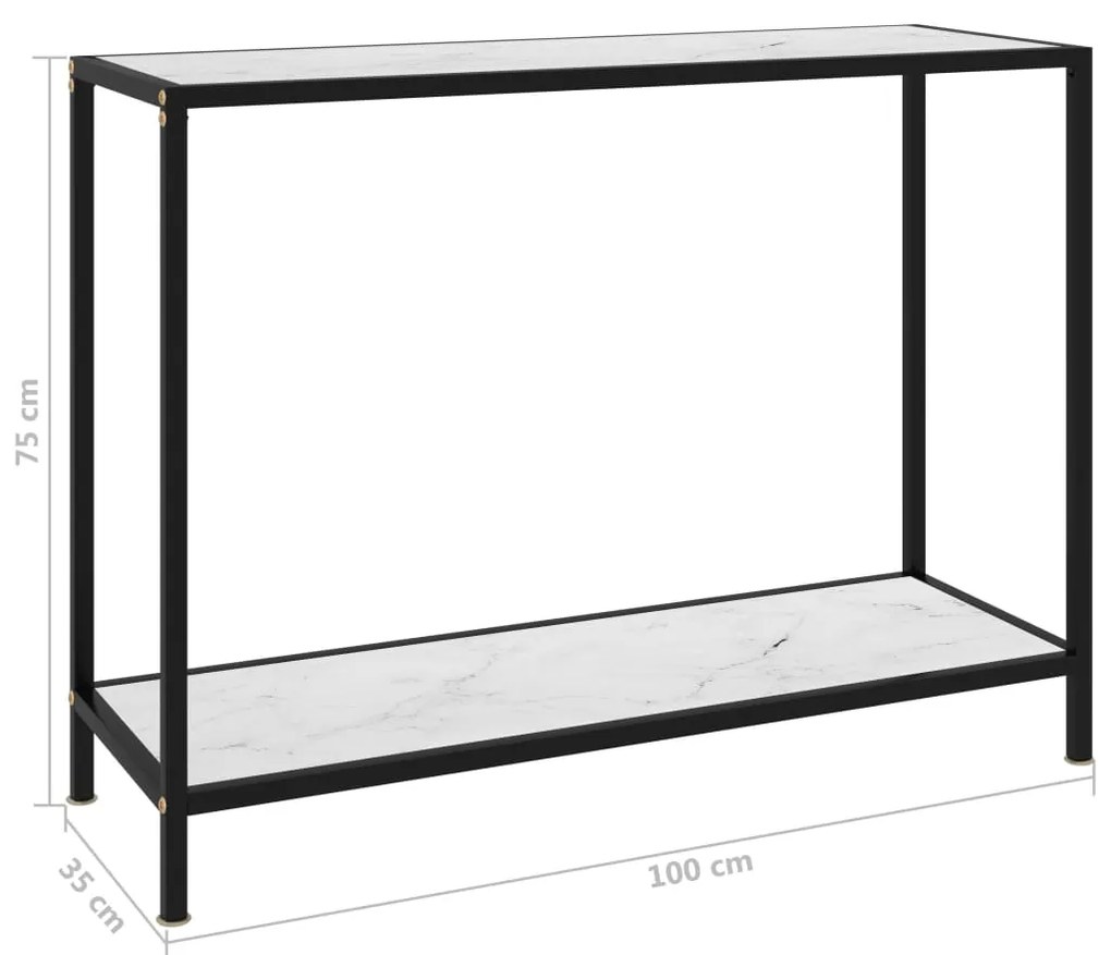 vidaXL Marketos Konzolový stolek bílý 100 x 35 x 75 cm tvrzené sklo