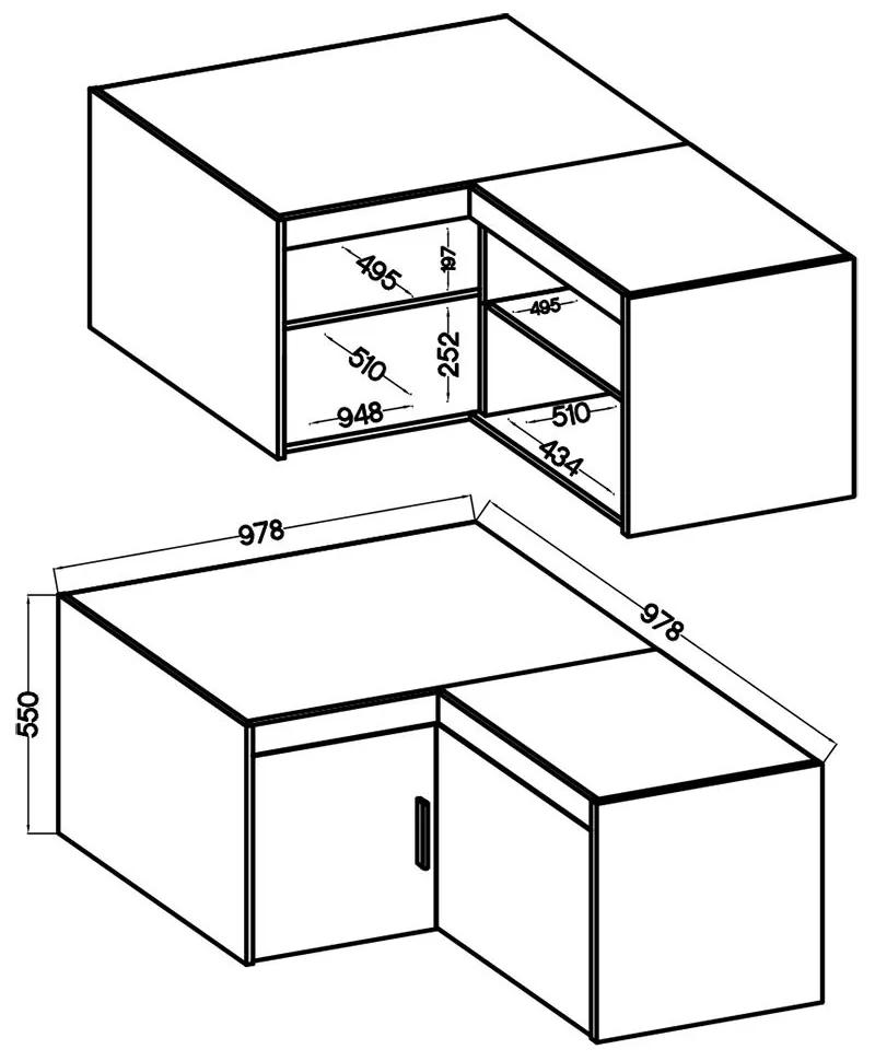 Šatní skříň ELENA 2D NAR rohová + nástavec | 97,8x97,8 cm | dub sonoma