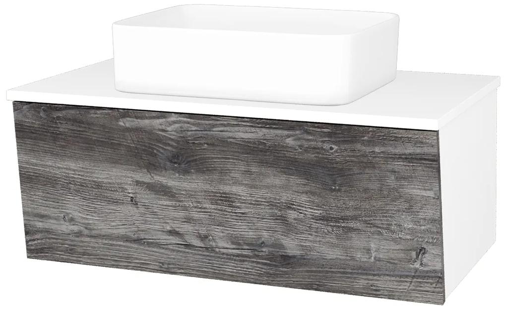 Dřevojas Koupelnová skříň INVENCE SZZ 80 (umyvadlo Joy) Varianta: L01 Bílá vysoký lesk / D16 Beton tmavý