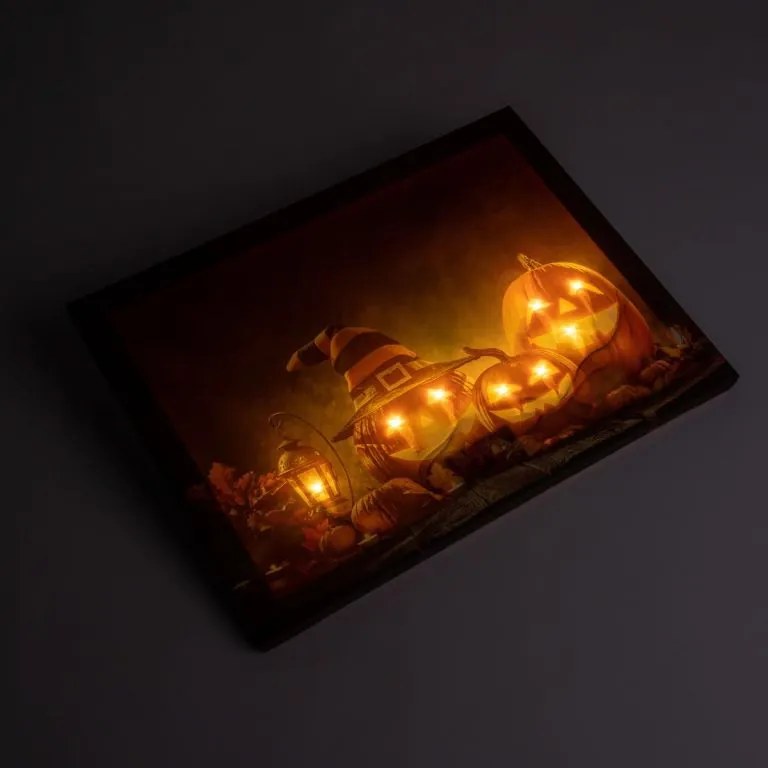 Garthen 70064 Nástěnná malba Happy Halloween - 8 LED, 30 x 40 cm