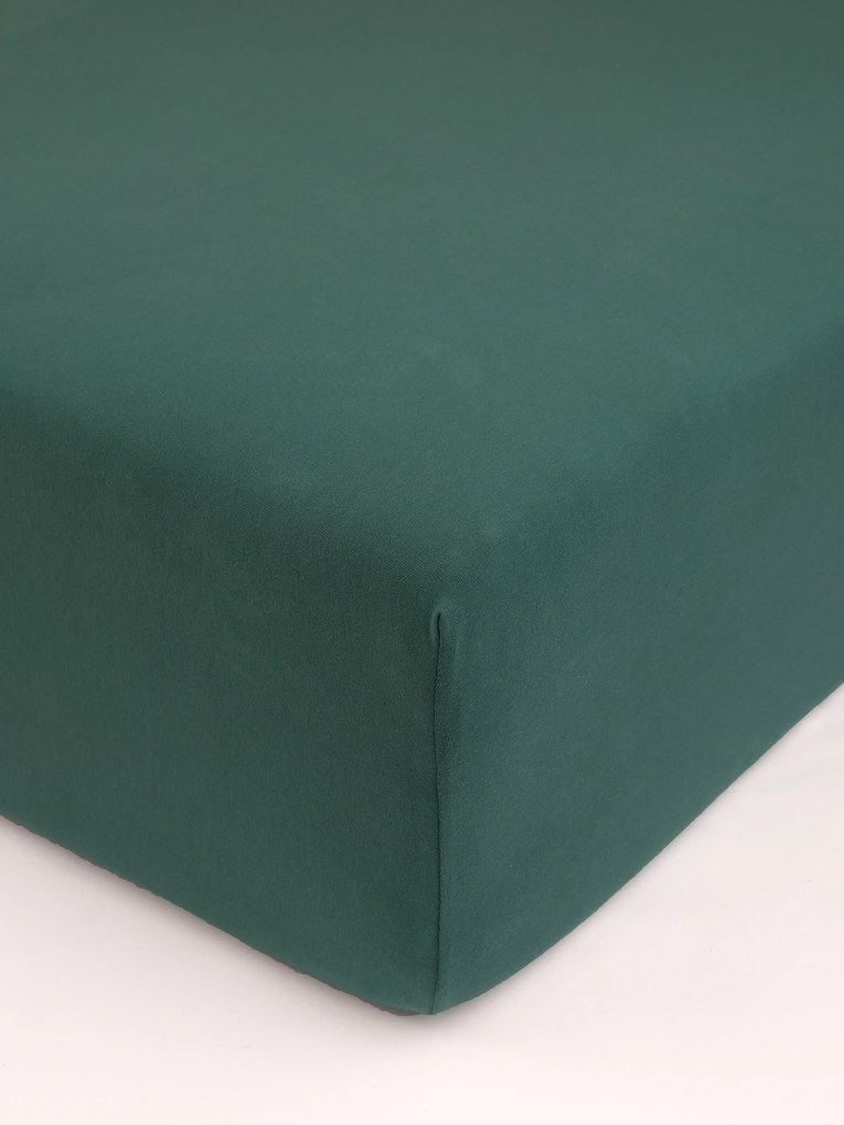 MK Lůžkoviny Jersey prostěradlo s elastanem 140 × 200 cm – tmavě zelené