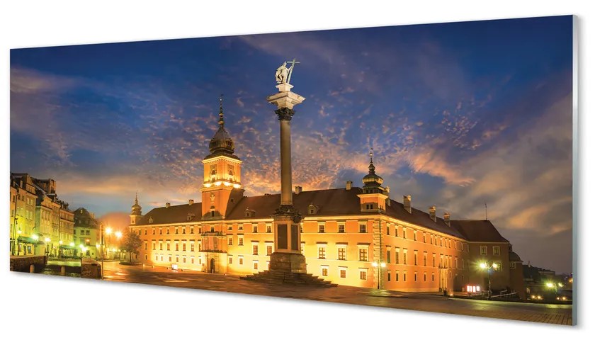 akrylový obraz Warsaw Old Town sunset 120x60 cm