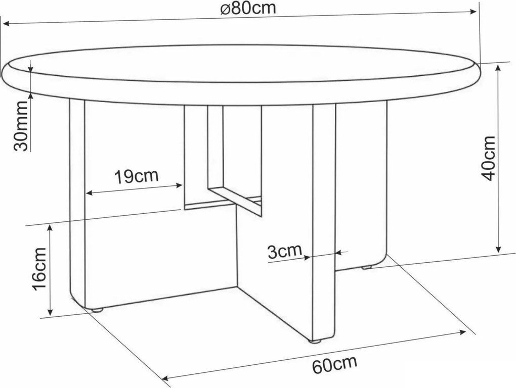 Kulatý konferenční stolek AZONE, ecru/dub