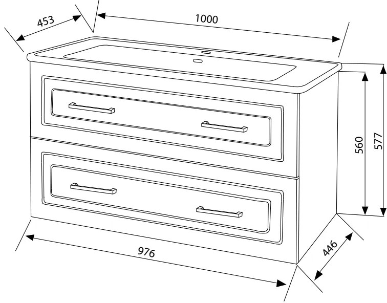 Lavedo Tokyo Air 100 koupelnová skříňka s umyvadlem z litého mramoru