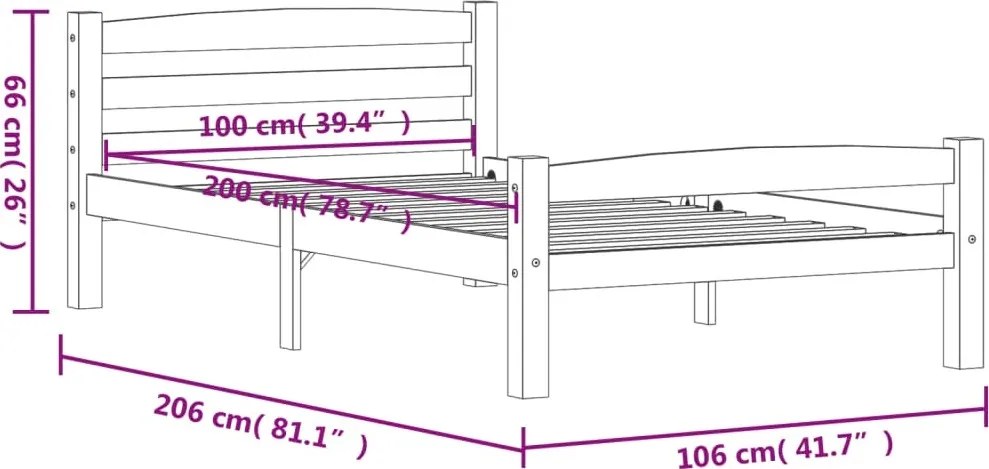 vidaXL Rám postele masivní borové dřevo 90 x 200 cm [322061] Barva: Bílá