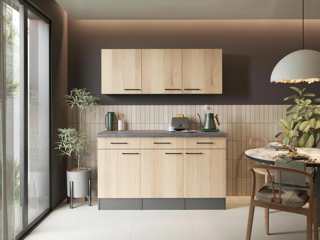 XXXLutz KREDENC, šedá, dub artisan, 150/200/60 cm Respekta - Online Only kuchyňské skříňky - 001899050927