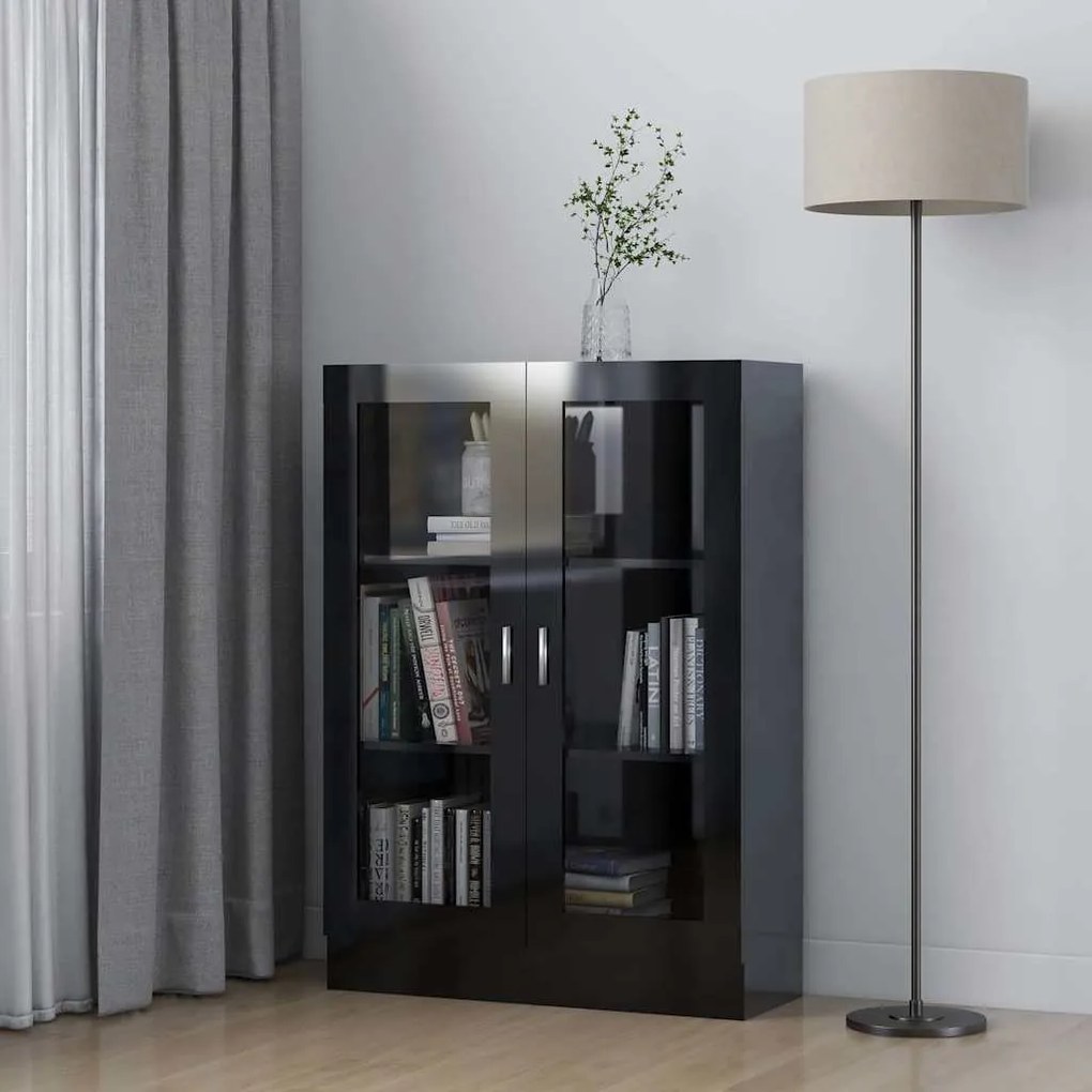 vidaXL Vitrína 82,5 x 30,5 x 115 cm kompozitní dřevo [802755] Barva: Černý dub