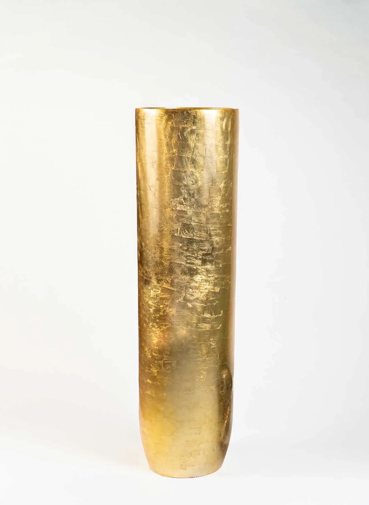 Exkluzivní květináč SOLERIO, sklolaminát, výška 120 cm, zlatý lesk