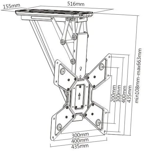 Q230 Stropní Držák | Elektrický | 23"-55" | 30kg