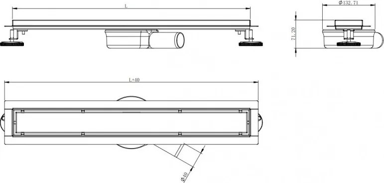 Mexen Flat lineární nerezový žlab 70 cm, 360° sifon, vzor M33, nerez, 1033070-40