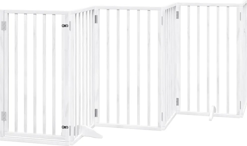 Zábrana pro psy s dvířky skládací 9 panelů bílá 450 cm topol 3155538