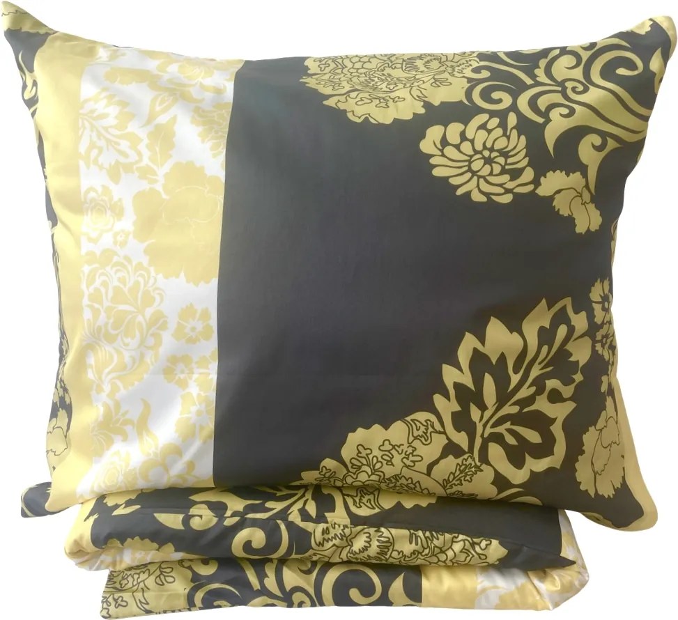 Povlečení bavlněný satén Flavio gold TiaHome - 1x Polštář 90x70cm, 1x Přikrývka 140x200cm