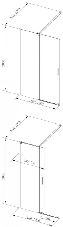 BESCO Walk-in sprchový kout VAYO BARVA rámu - Chrom/Leštěný hliník (ALU), Rozměr A - 120 cm, Rozměr C - 200 cm, Směr zavírání - Univerzální Levé / Pravé, Výplň - Čiré bezpečnostní sklo - 8 mm BCVAYO120CC