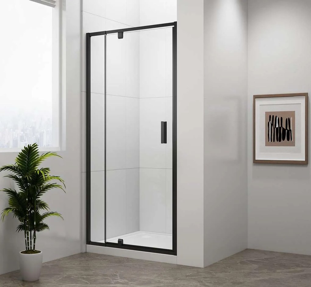 Polysan Easy Black - Sprchové dveře pivotové 88-102x190 cm, čiré sklo/matná černá EL1715B