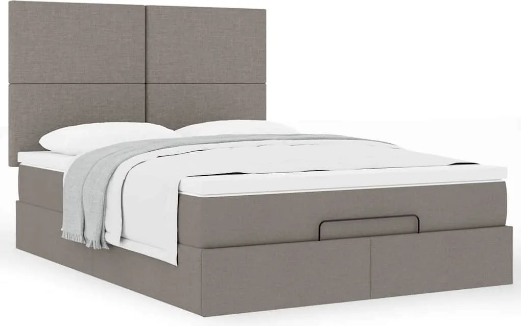 Osmanský rám postele s matrací taupe 140x190cm textil 3313075
