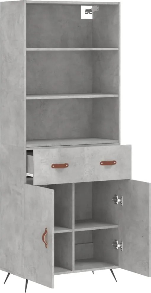 Skříň highboard betonově šedá 69,5x34x180 cm kompozitní dřevo 3200493