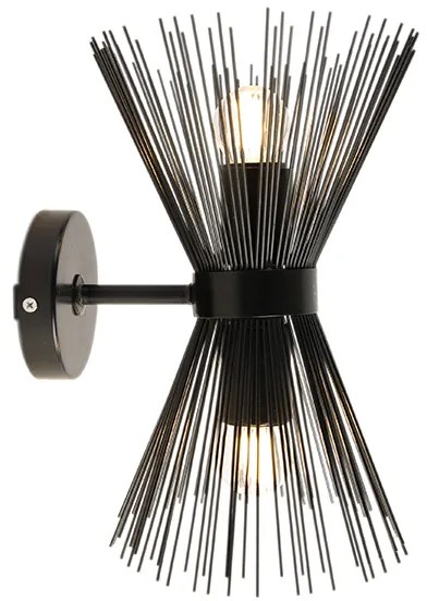 Art Deco nástěnná lampa černá 2-světlo - Broom
