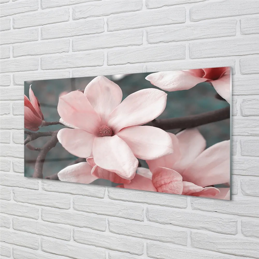 akrylový obraz růžové květy 125x50 cm