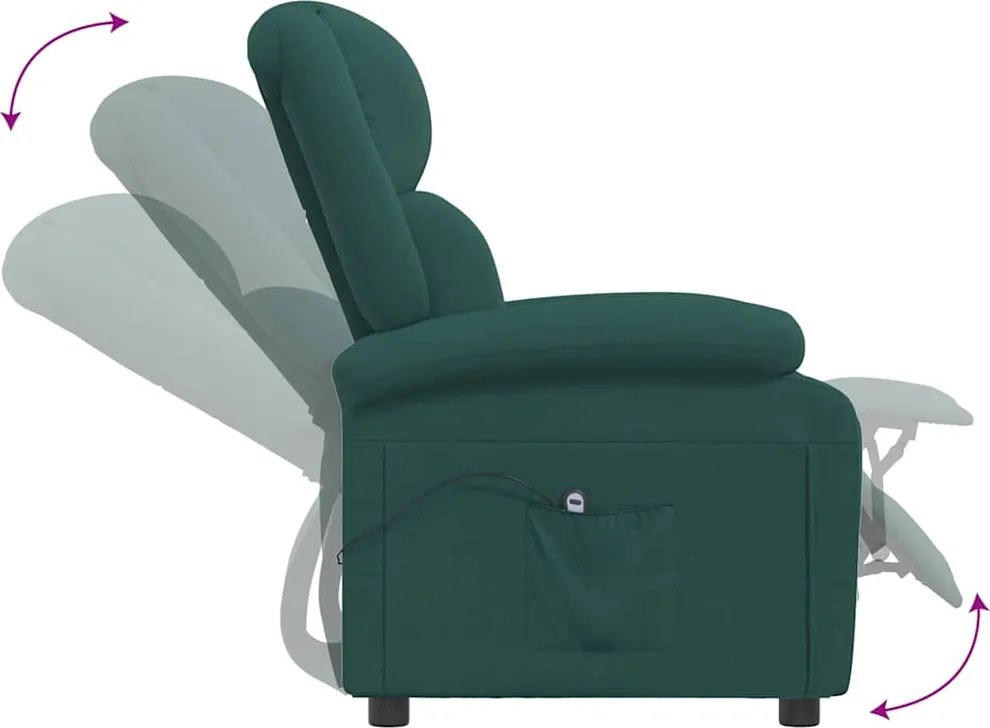 Elektrické polohovací křeslo tmavě zelené textil 3098358
