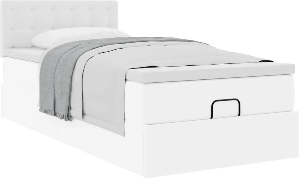 Osmanský postel s matrací bílý 80x200cm umělá kůže 3311274